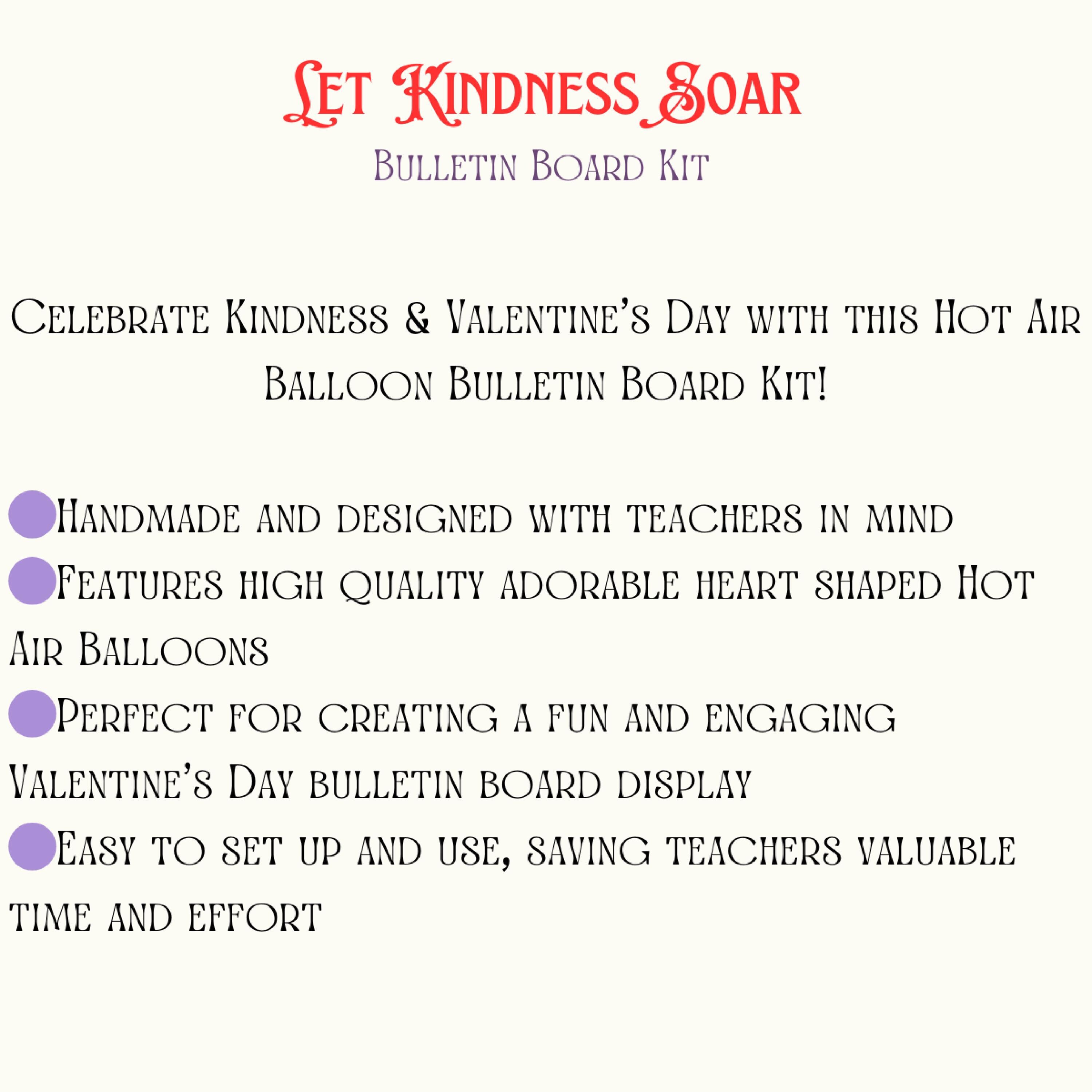 Valentine's Day Bulletin Board Kit: Kindness Hot Air Balloon Classroom ...