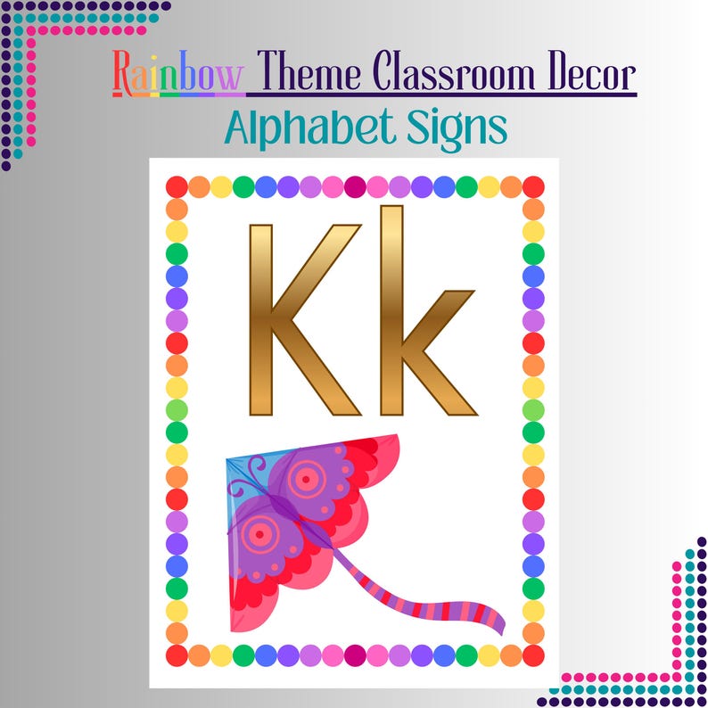 Rainbow Alphabet Posters ABC Wall Art Classroom Decor Teacher Tools ...