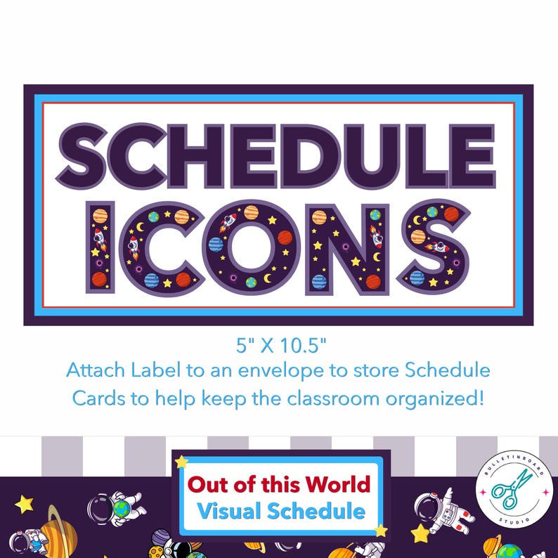 Space Theme Visual Schedule Cards, Editable Classroom Decor (digital ...