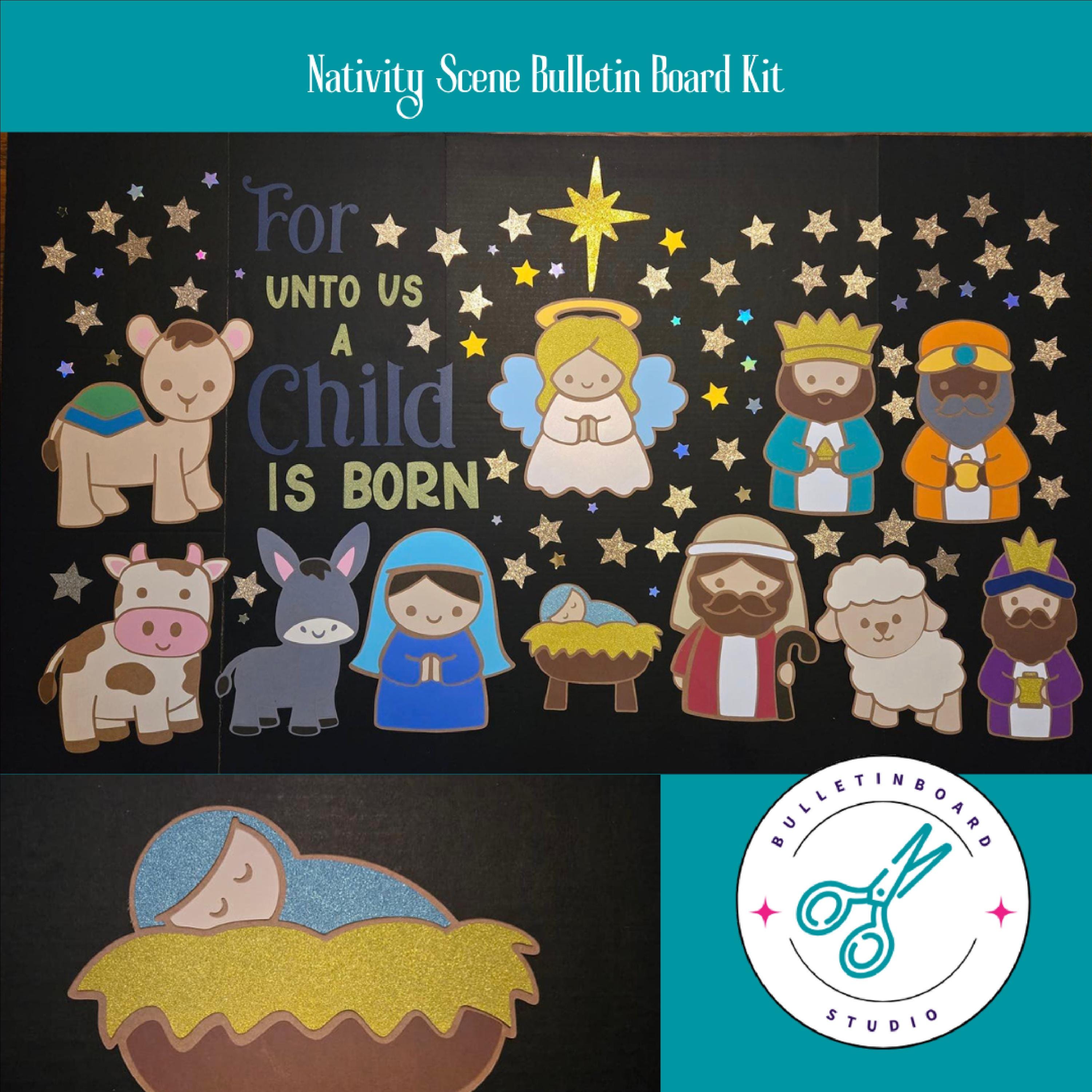 Nativity Christmas Bulletin Board Kit – Christian Classroom Decor ...