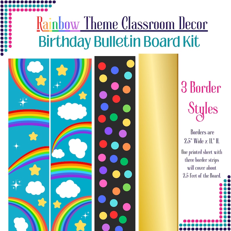 Rainbow Birthday Digital Bulletin Board Kit - Classroom Decoration ...