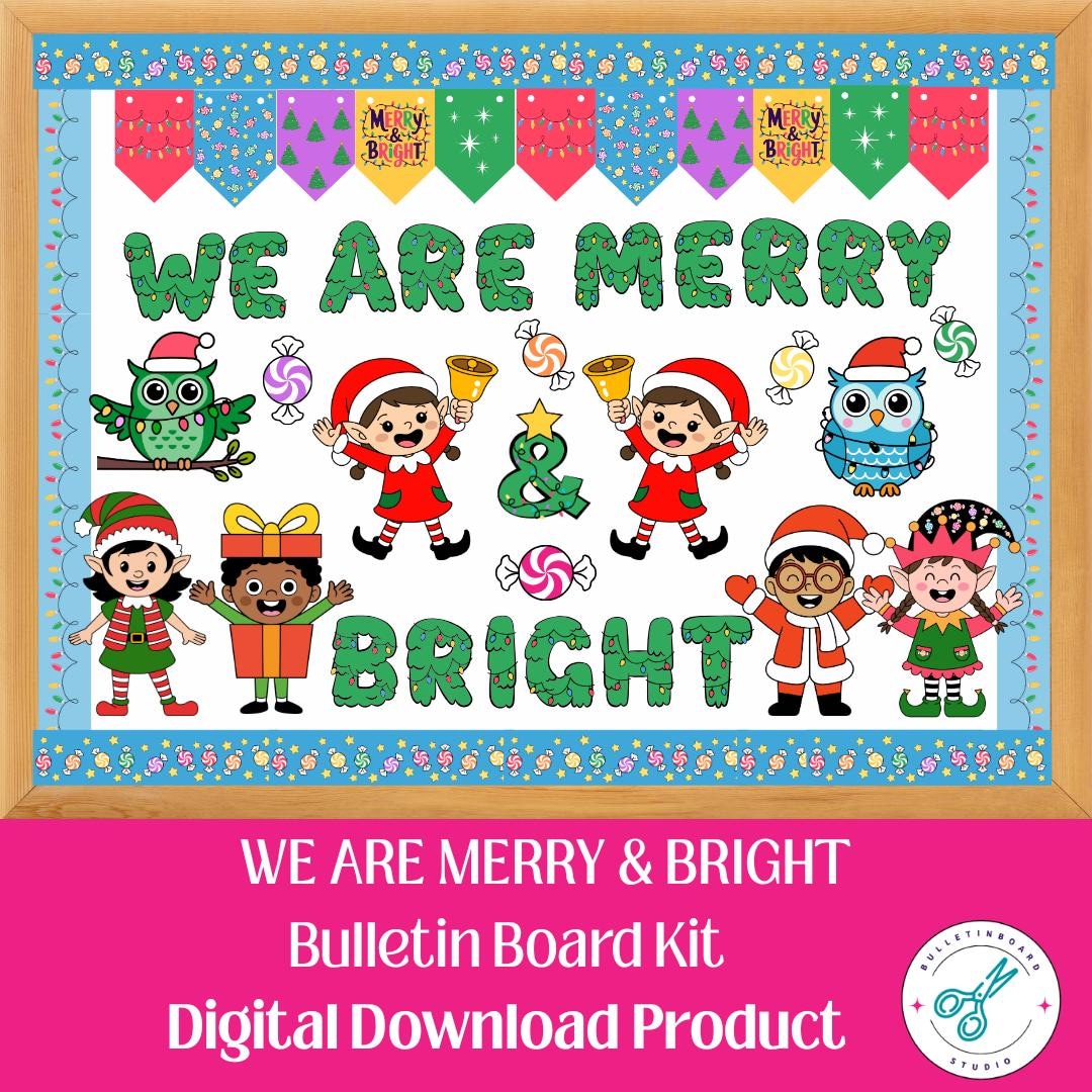 Merry and Bright Christmas Bulletin Board Kit | Classroom Decor ...
