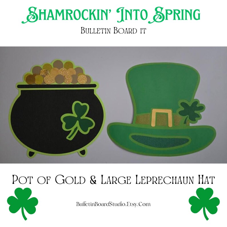 St Patrick's Day Classroom Bulletin Board Kit: Shamrocks, Leprechaun ...