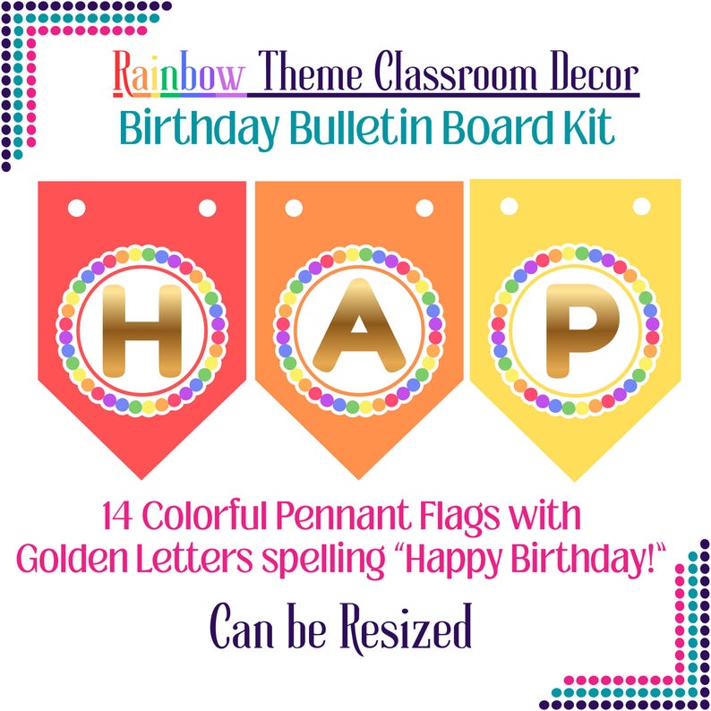 Rainbow Birthday Digital Bulletin Board Kit - Classroom Decoration ...