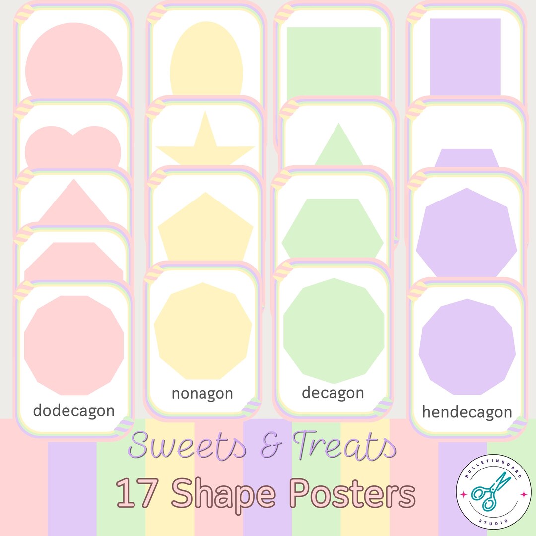 Pastel Sweets Geometry Shape Posters | 17 Classroom Decor Printables ...