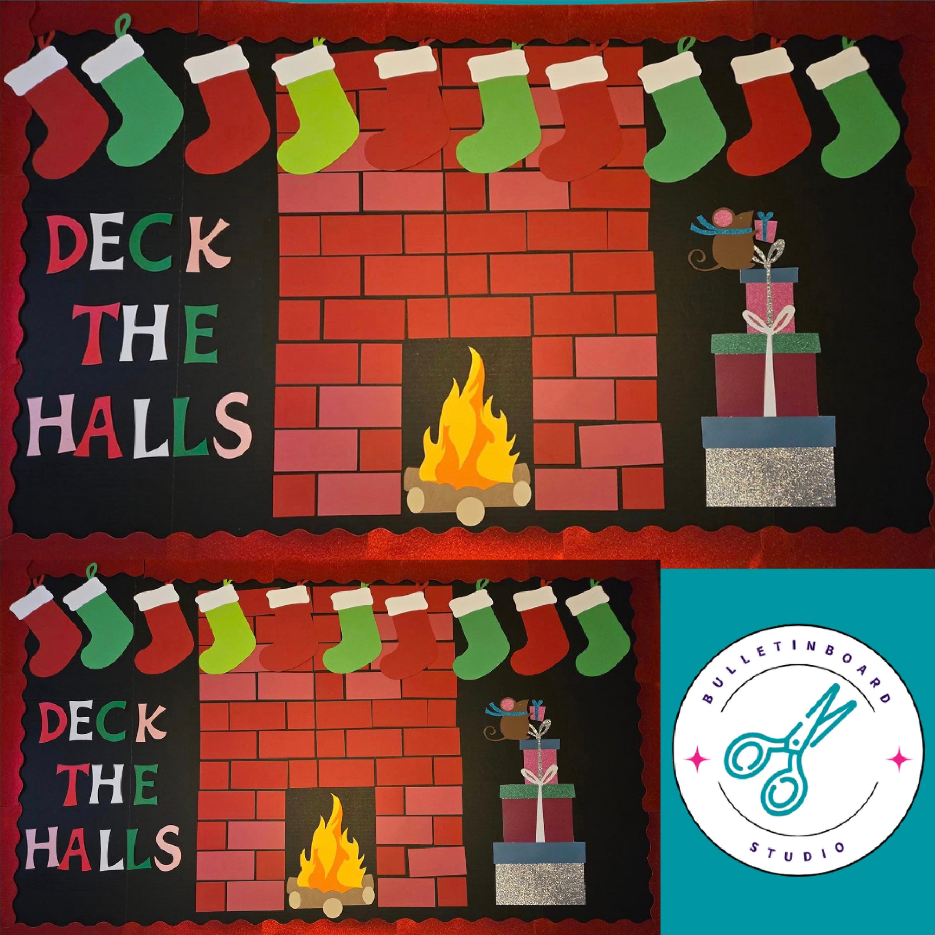 Festive Fireplace Bulletin Board Kit: Holiday Classroom Decor With ...