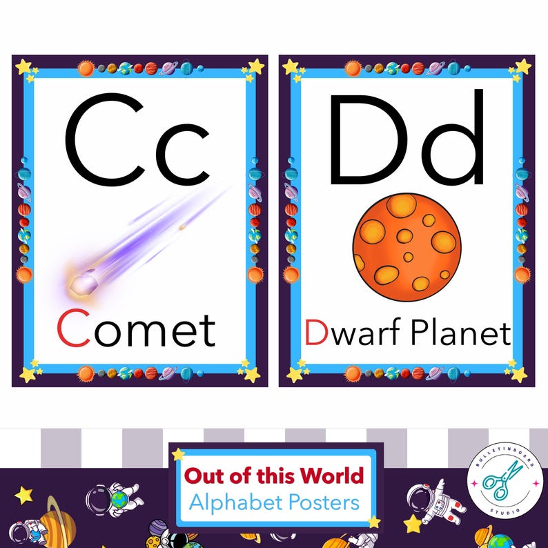 Space Alphabet Posters – ABC Wall Cards for Classroom Decor (PDF Files ...