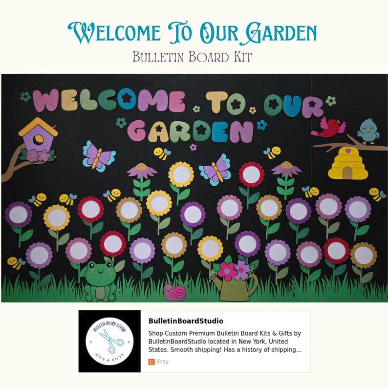 Spring Garden Classroom Bulletin Board Kit: Festive Bee & Flower Frames ...