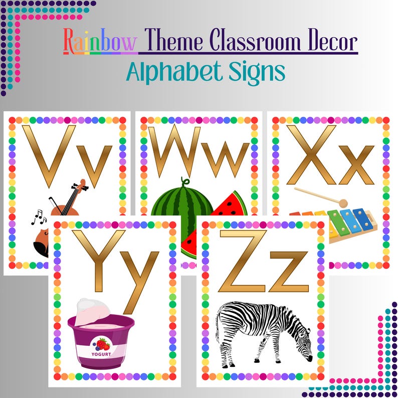Rainbow Alphabet Posters ABC Wall Art Classroom Decor Teacher Tools ...
