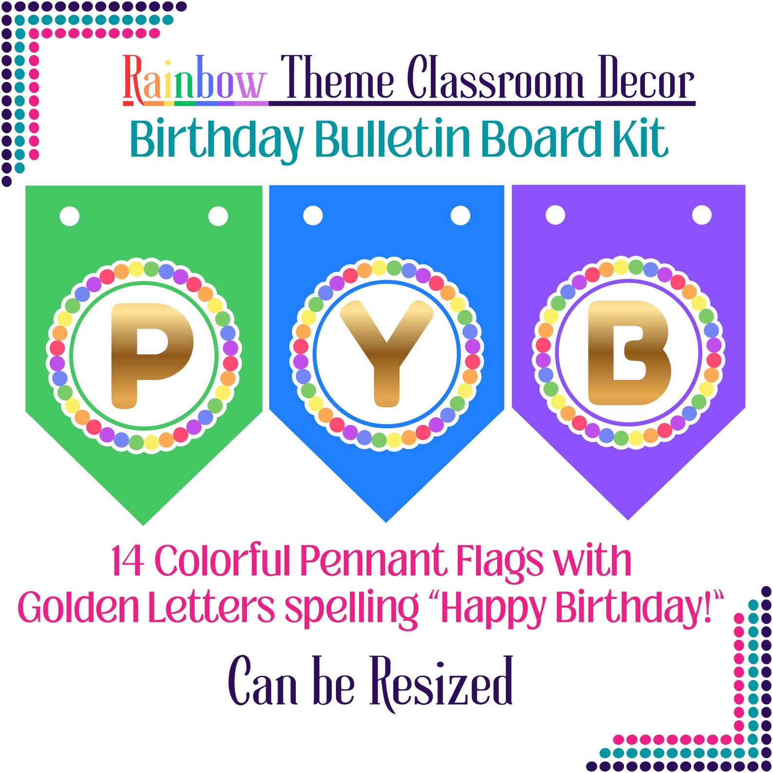 Rainbow Birthday Digital Bulletin Board Kit - Classroom Decoration ...