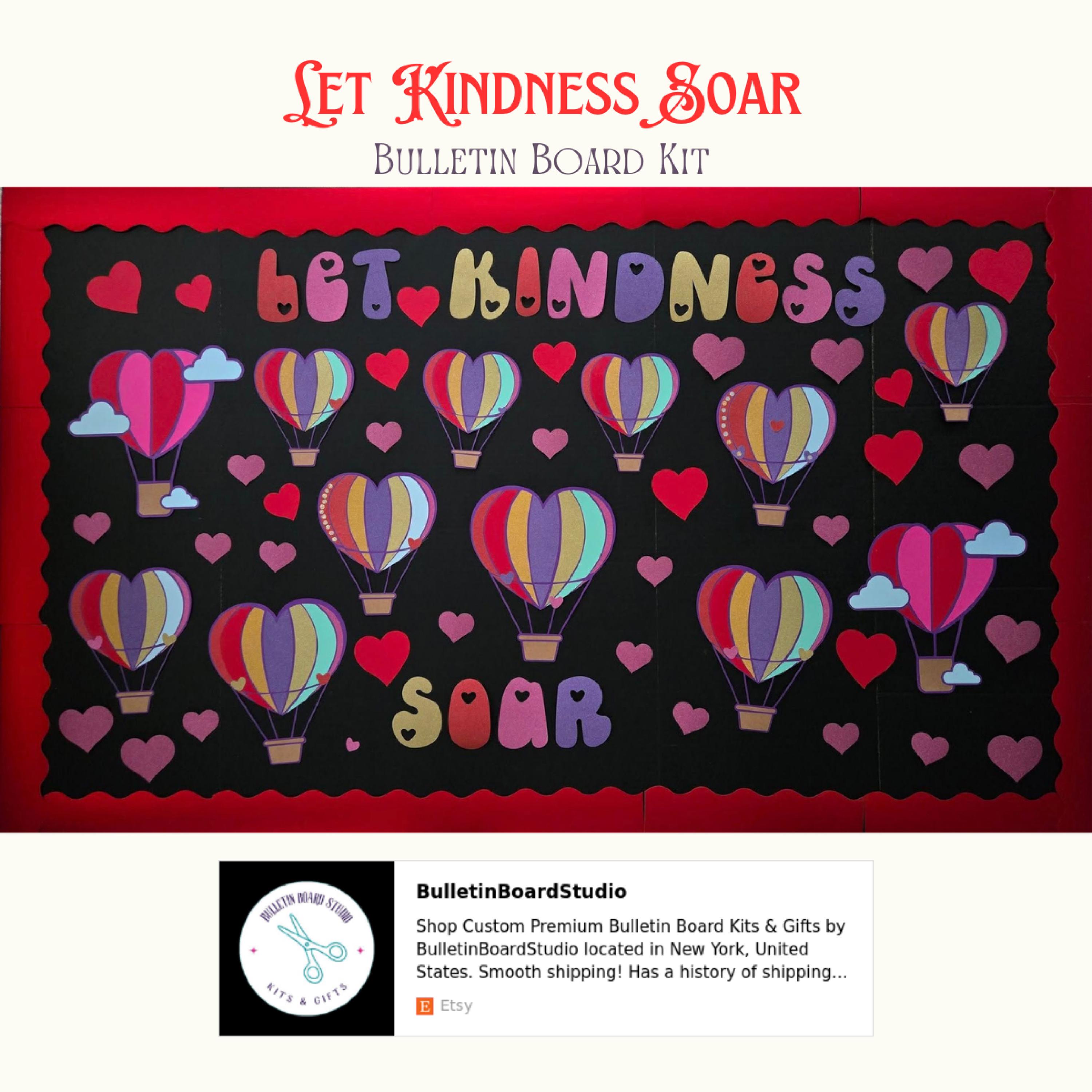 Valentine's Day Bulletin Board Kit: Kindness Hot Air Balloon Classroom ...