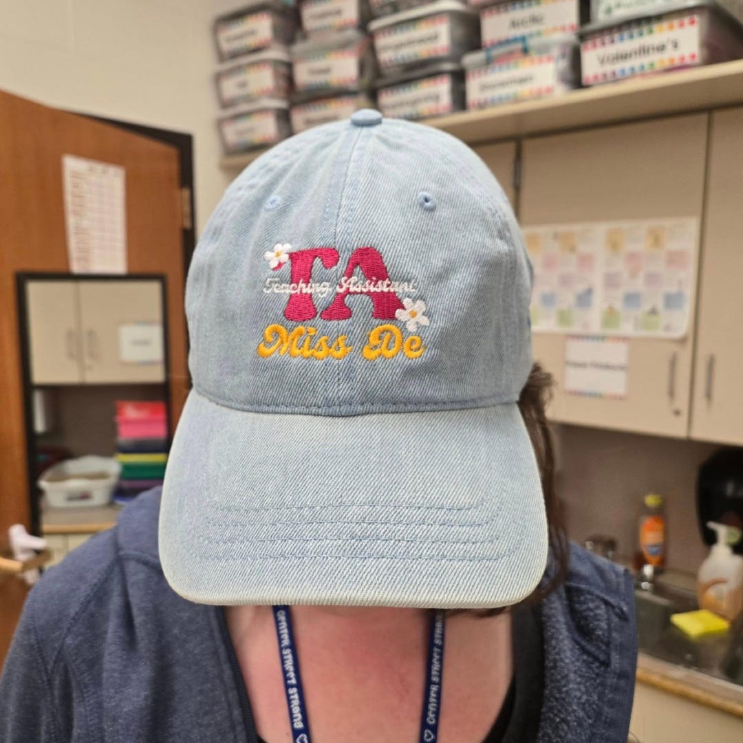 Personalized Denim Hat for Teaching Assistants - Embroidered Name Cap ...