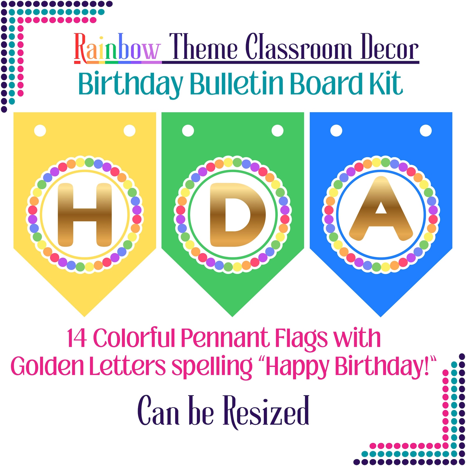 Rainbow Birthday Digital Bulletin Board Kit - Classroom Decoration ...