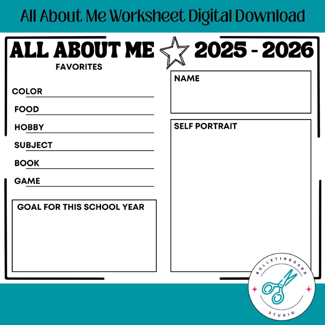 All About Me Worksheet: Digital Self-discovery Placemat for Back-to ...
