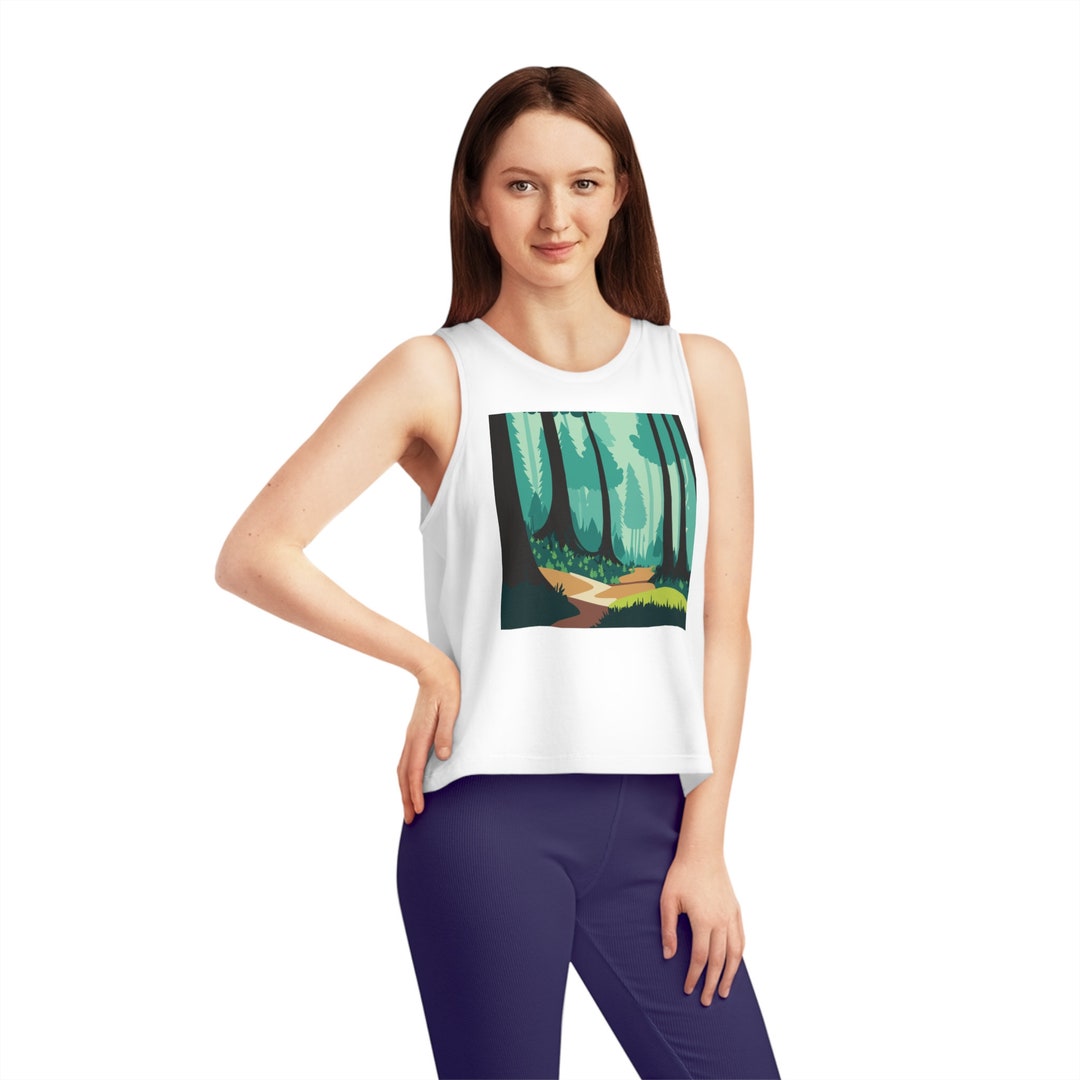 Forest Graphic Cropped Tank Top, Women's Outdoor Scene Crop Top, Women ...