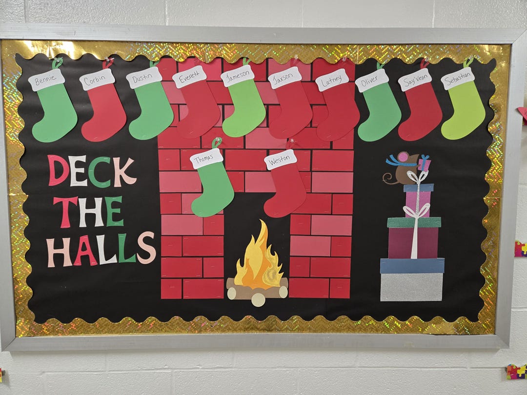 Festive Fireplace Bulletin Board Kit: Holiday Classroom Decor With ...