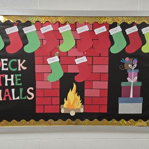 Festive Fireplace Bulletin Board Kit: Holiday Classroom Decor With ...