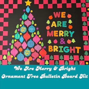 Retro Christmas Bulletin Board Kit: Bright Ornament & Tree Display for ...