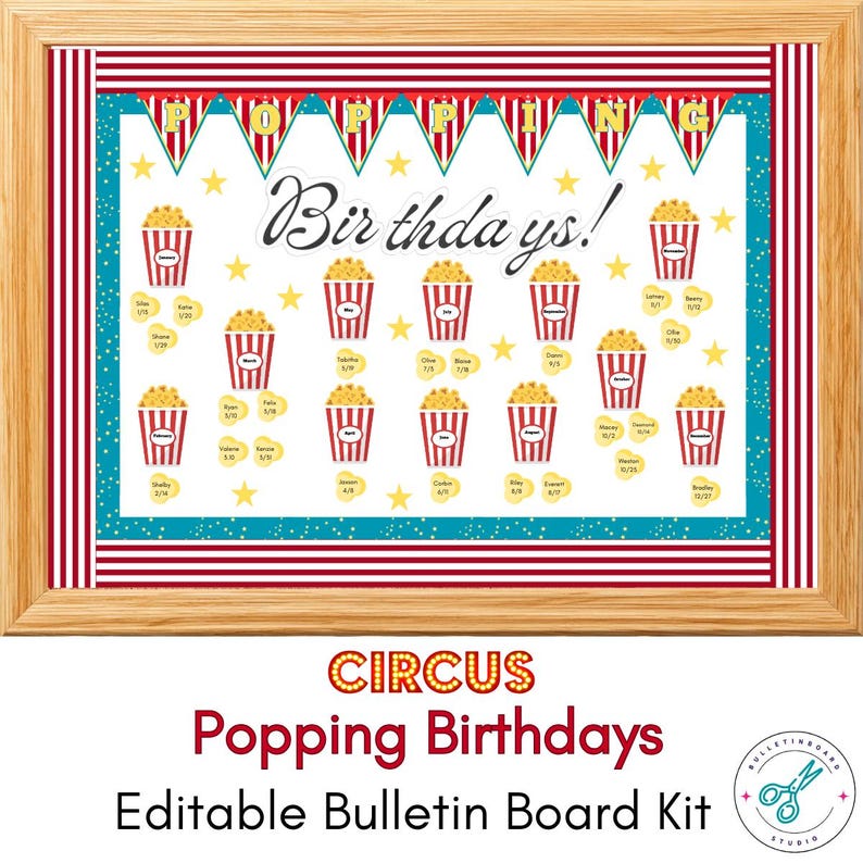 Circus Popping Birthdays Editable Bulletin Board Kit (digital Download ...