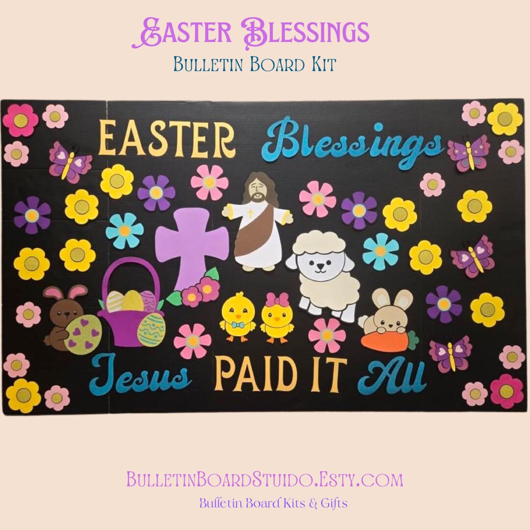 Religious Easter Bulletin Board Kit Christian Spring Classroom Decor ...