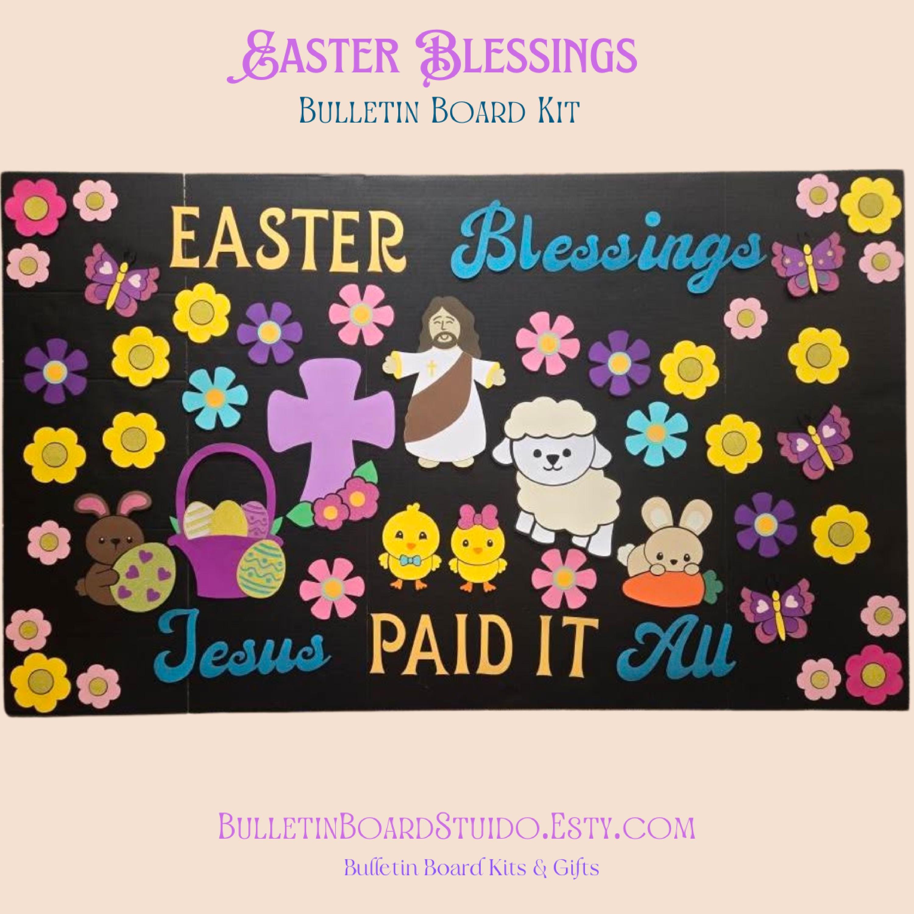 Religious Easter Bulletin Board Kit Christian Spring Classroom Decor ...