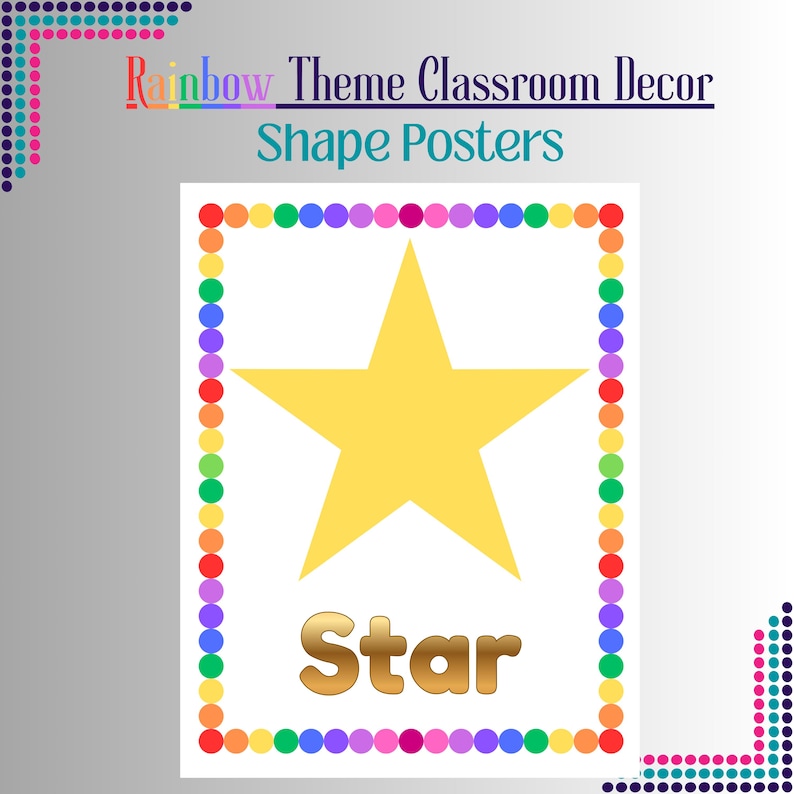 Rainbow Shape Posters for Classroom Decor - Preschool Kindergarten ...