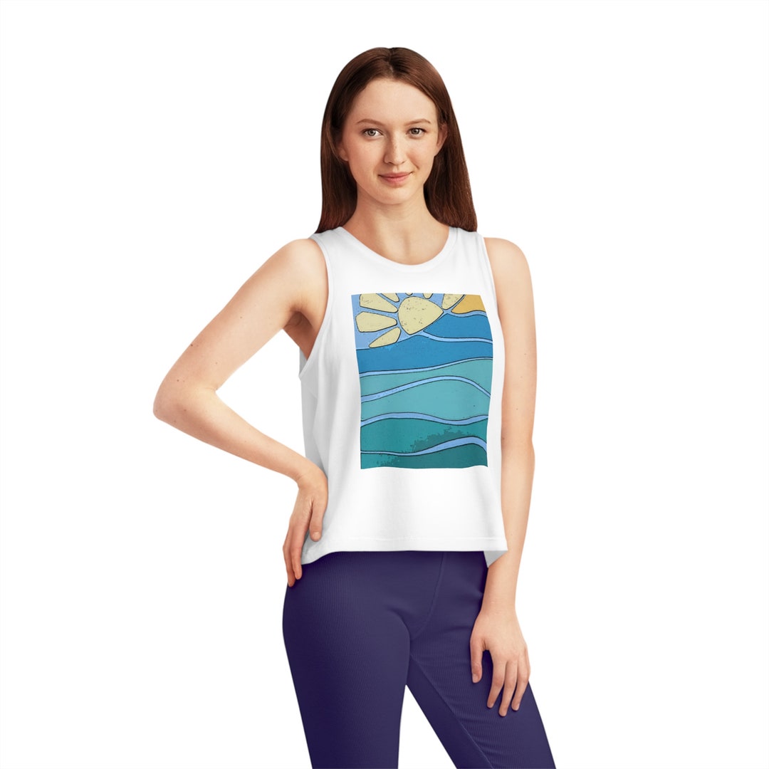 Beach Babe Cropped Tank Top, Women's Graphic Tank Tops, Beach Summer ...