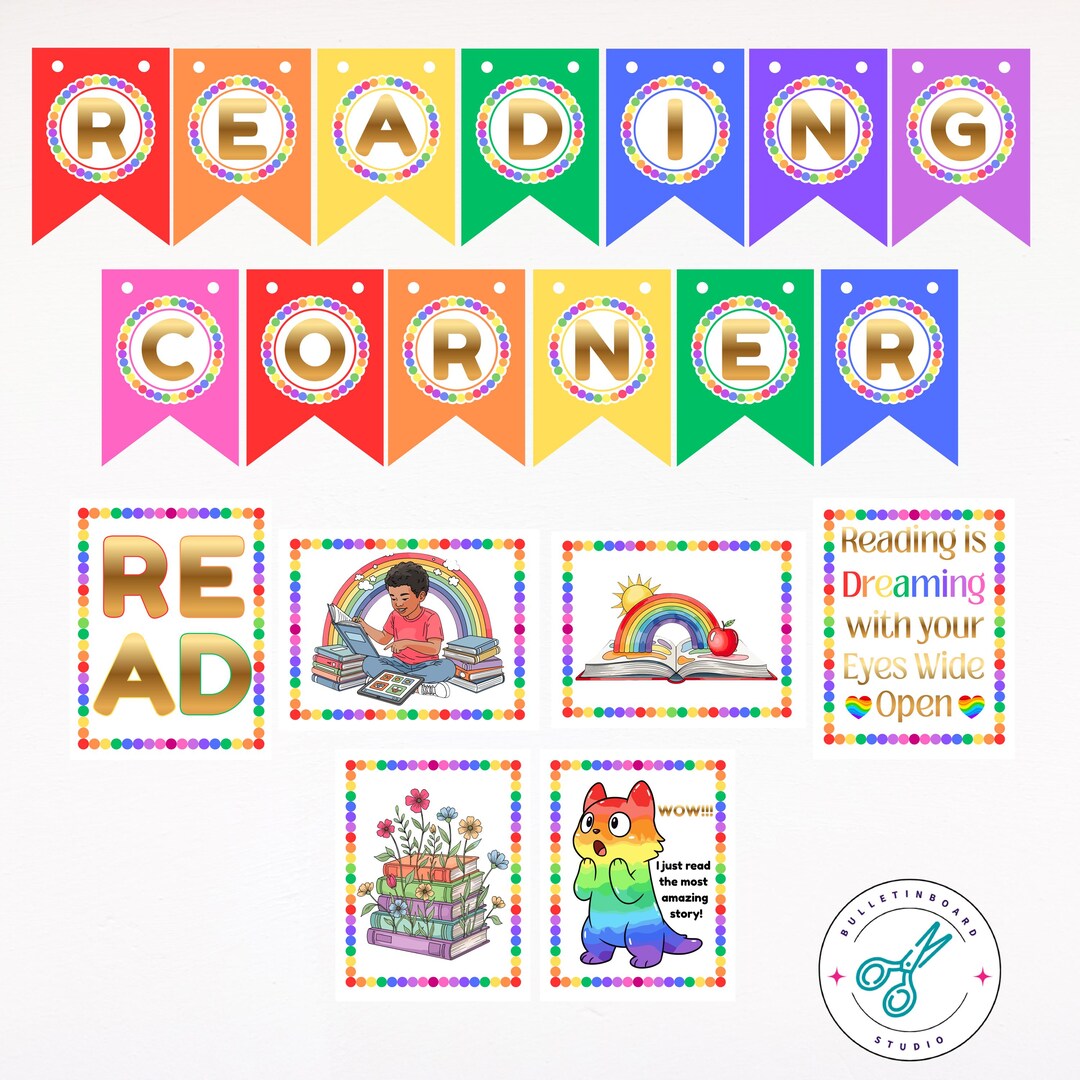 Rainbow Reading Corner Classroom Decor Set (digital Download) - Etsy