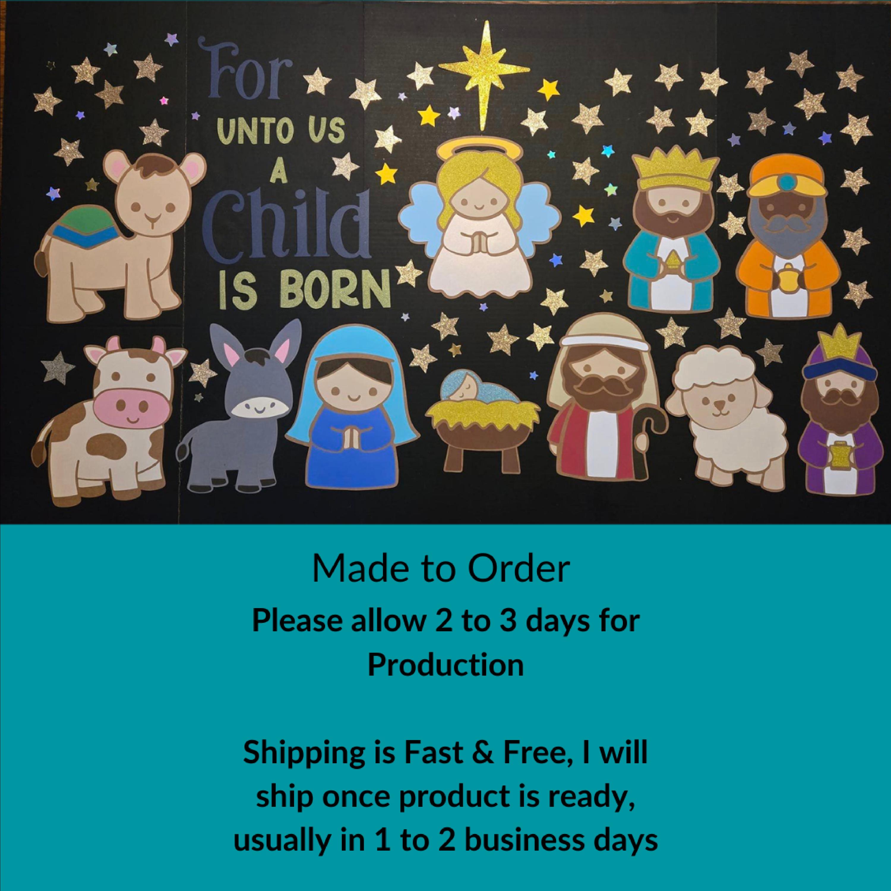 Nativity Christmas Bulletin Board Kit – Christian Classroom Decor ...