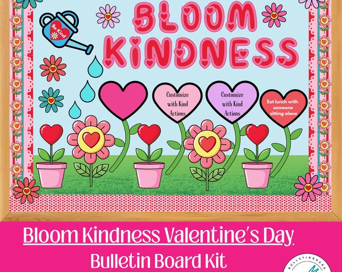 February Kindness Bulletin Board Kit, A-Z Kindness Hearts Door Decor ...