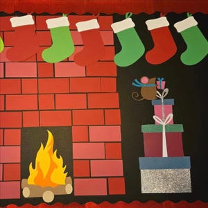 Festive Fireplace Bulletin Board Kit: Holiday Classroom Decor With ...