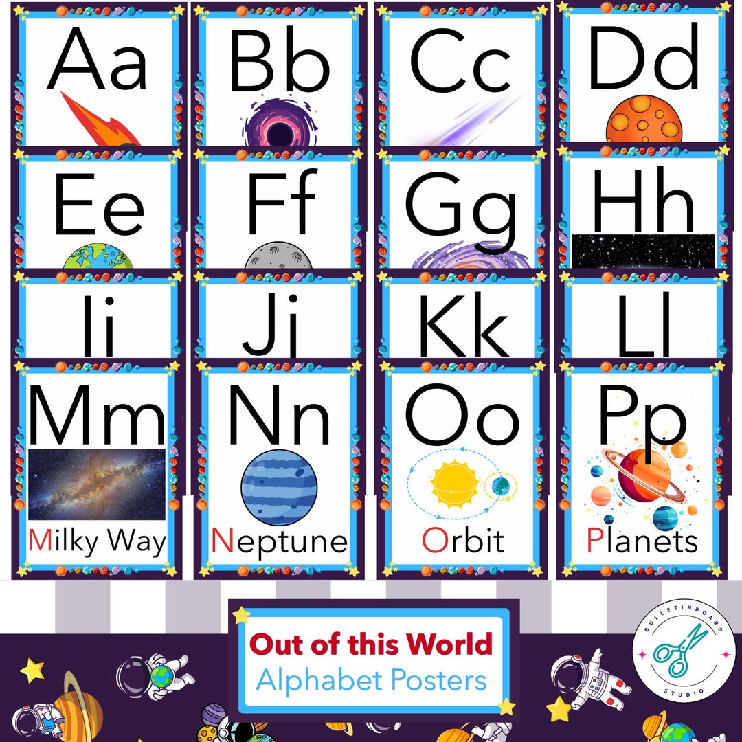 Space Alphabet Posters – ABC Wall Cards for Classroom Decor (PDF Files ...