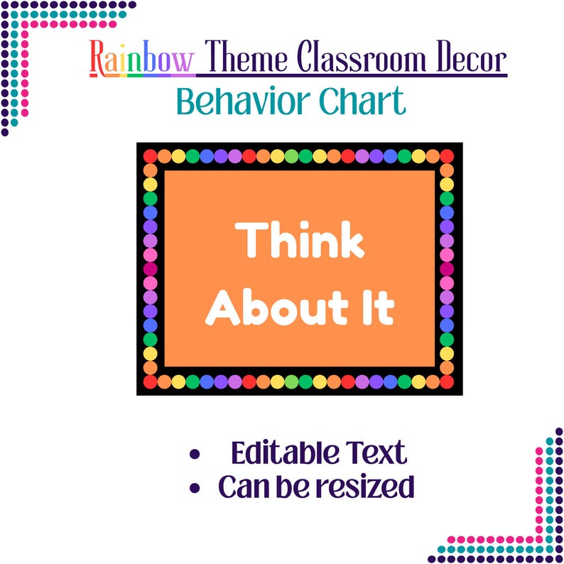 Rainbow Behavior Chart | Editable Classroom Management (digital ...