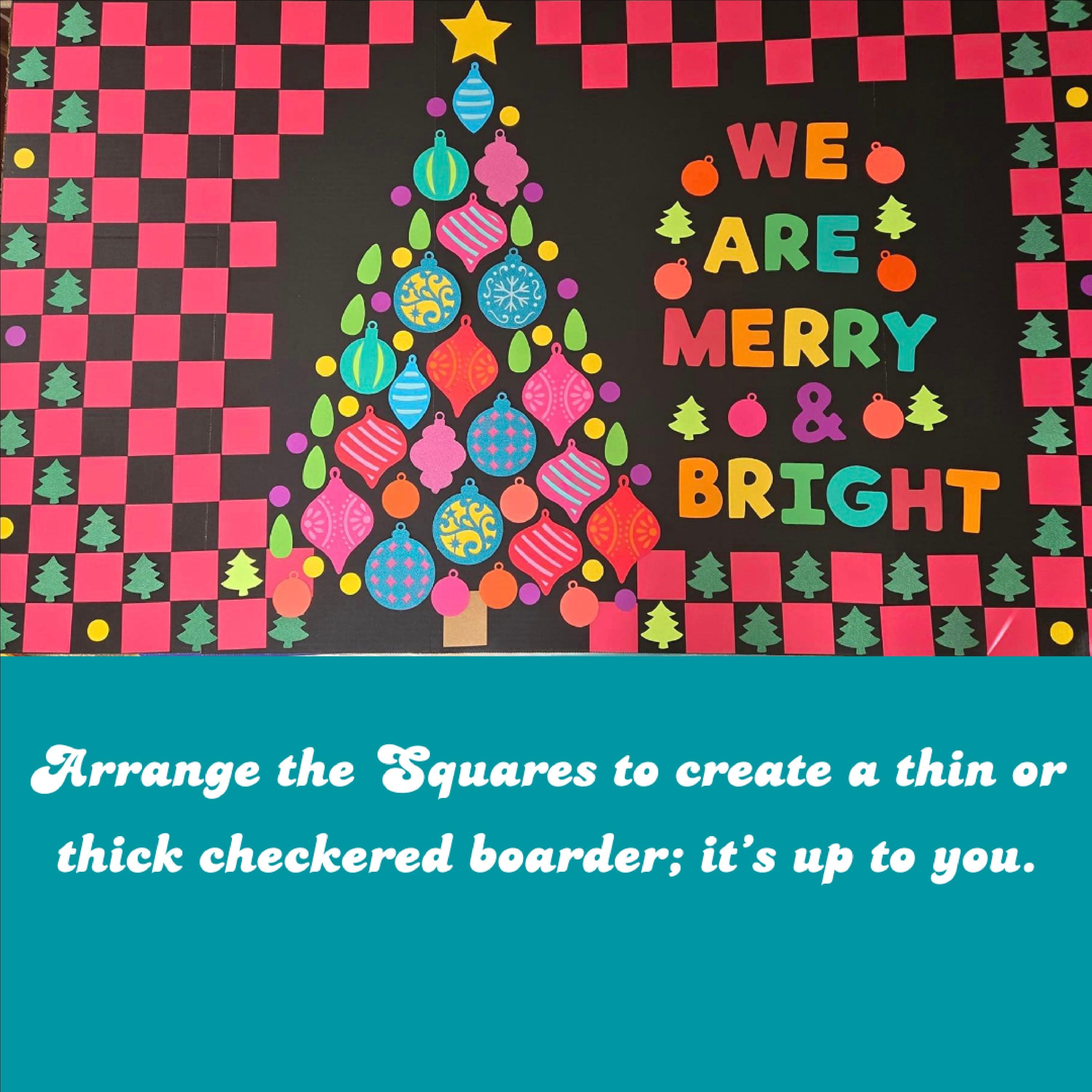 Retro Christmas Bulletin Board Kit: Bright Ornament & Tree Display for ...