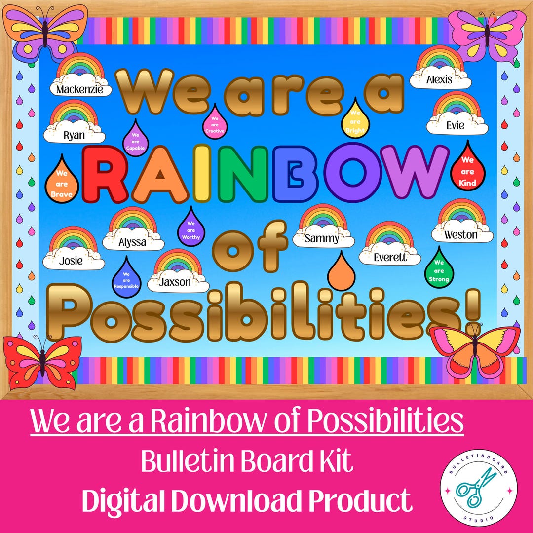 Rainbow Possibilities Digital Bulletin Board Kit - Classroom Decor ...