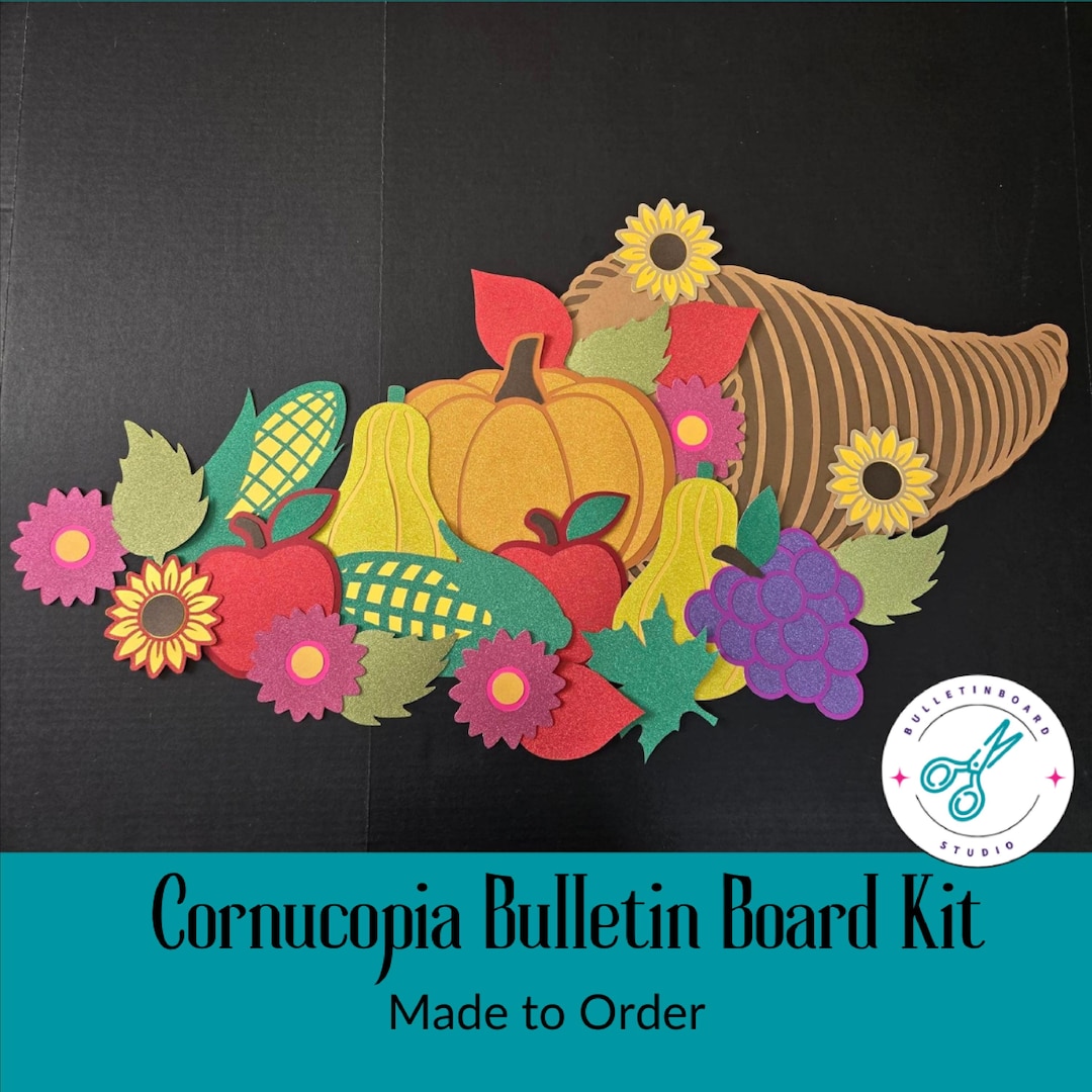 Cornucopia Bulletin Board Kit Thanksgiving Autumn Fall Classroom Decor ...