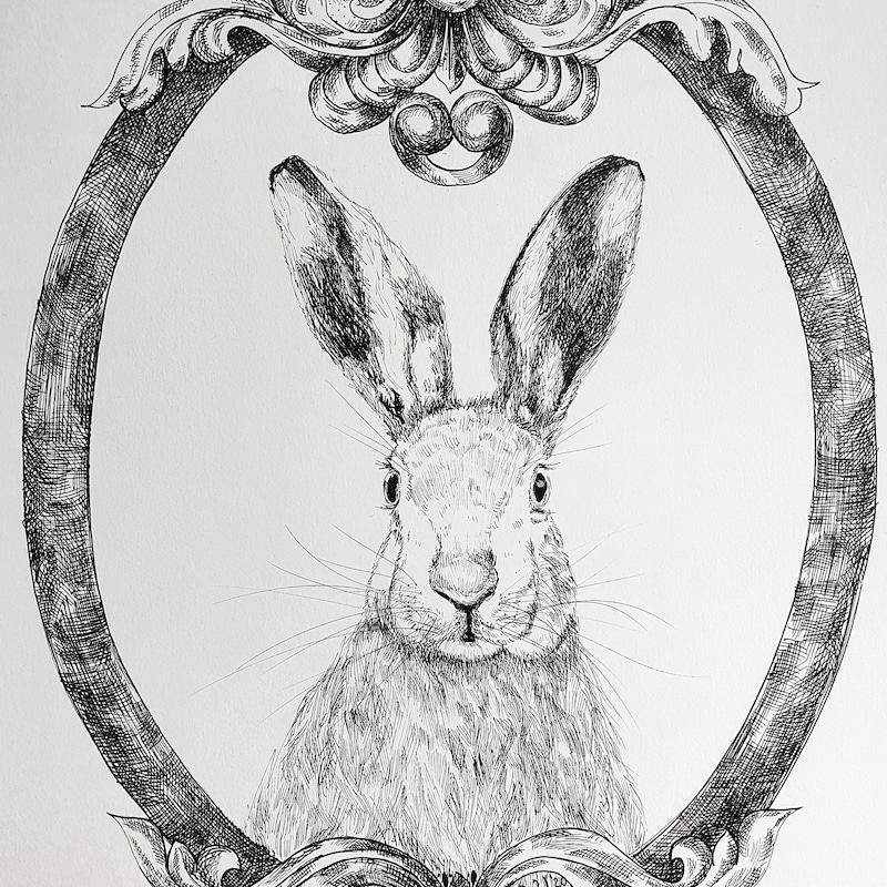 Rabbit Drawing - Etsy