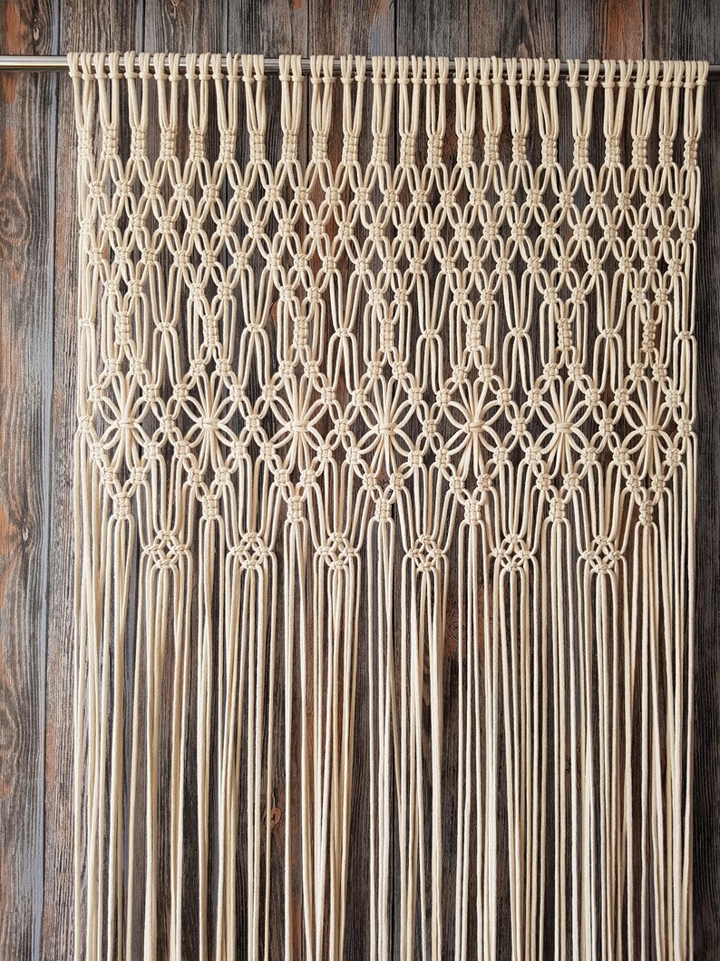 Long Macrame Curtain Window Curtains White Macrame Door - Etsy
