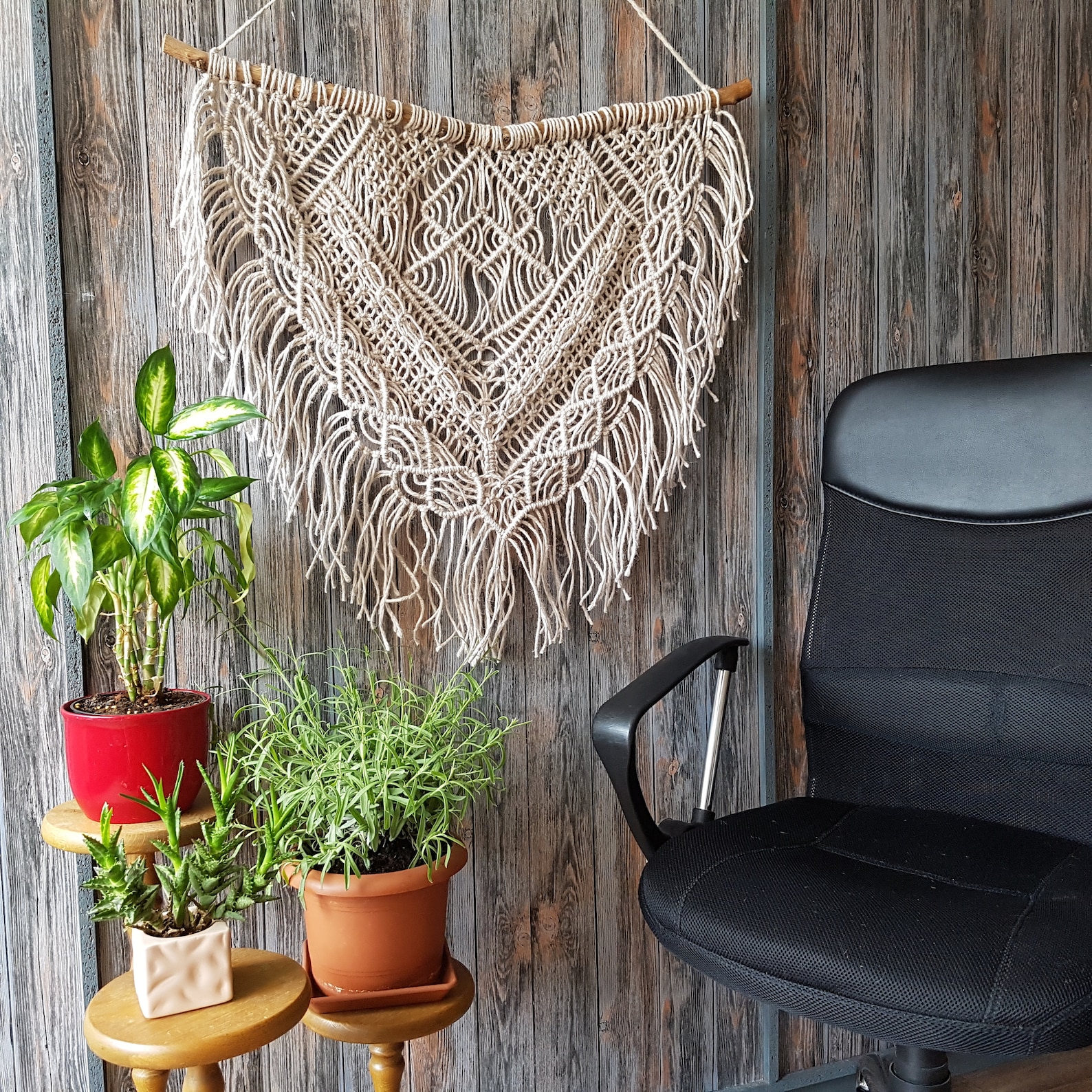 Jute macrame wall hanging boho Wood macrame wall tapestry | Etsy