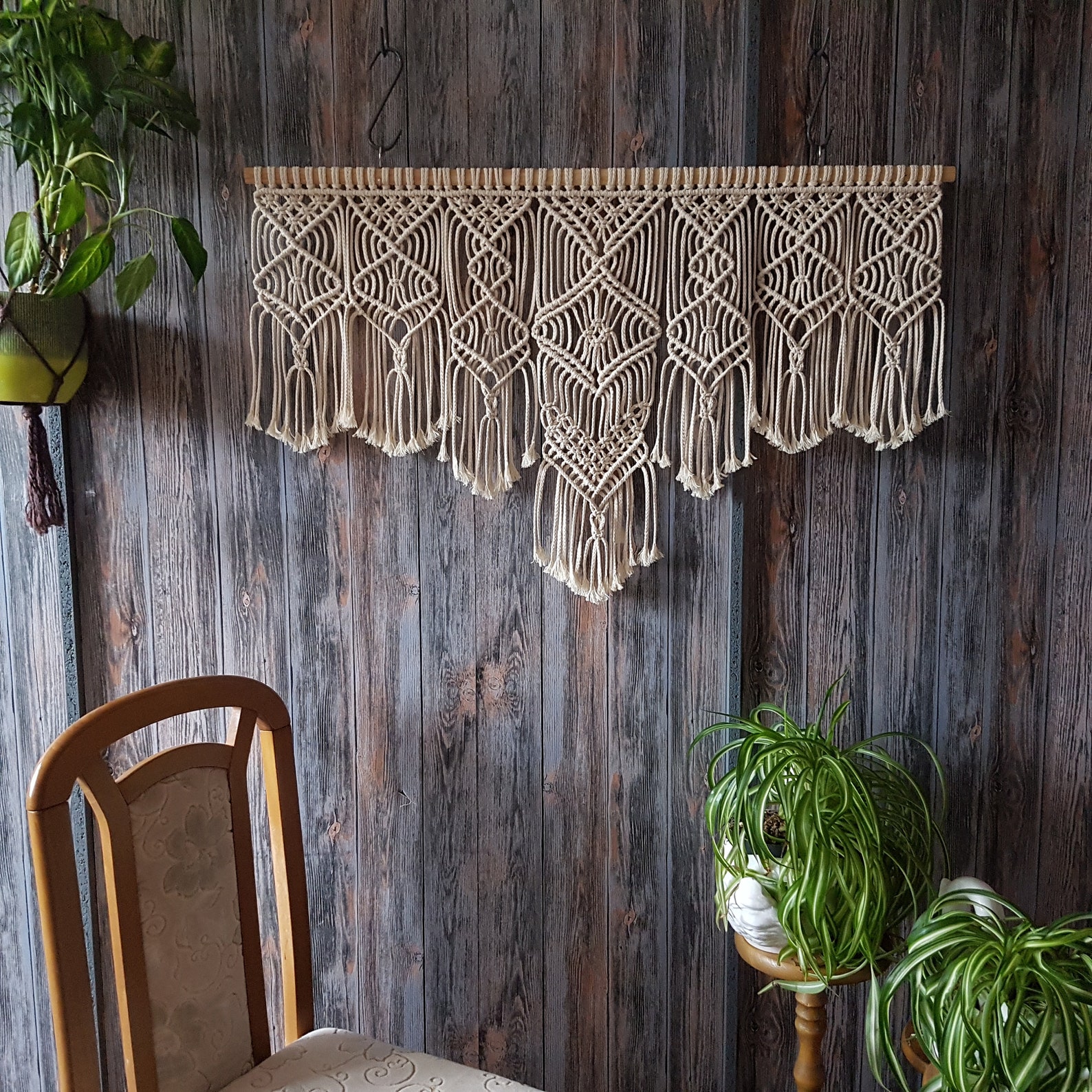 Macrame Wall Hanging Boho Macrame Curtain Macrame Window | Etsy