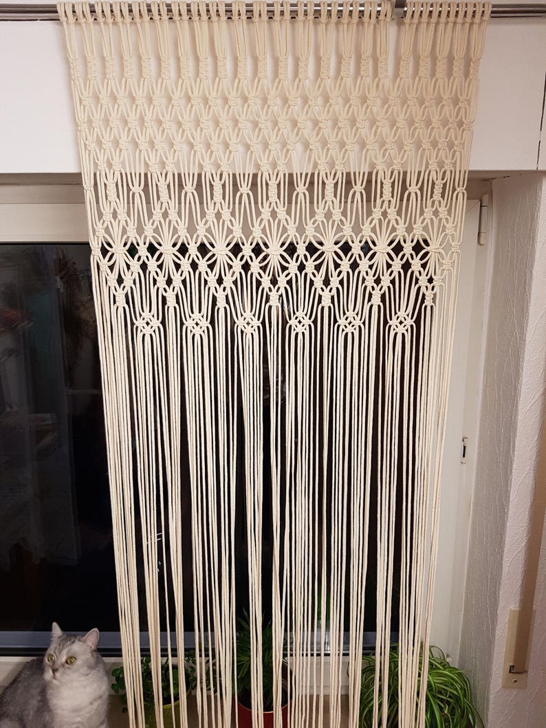 Long Macrame Curtain Window Curtains White Macrame Door | Etsy