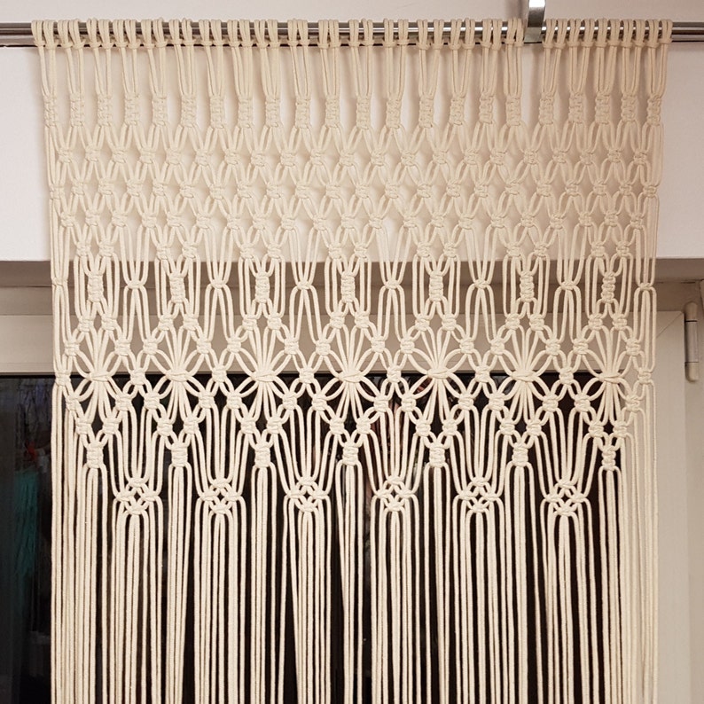 Long Macrame Curtain Window Curtains White Macrame Door - Etsy
