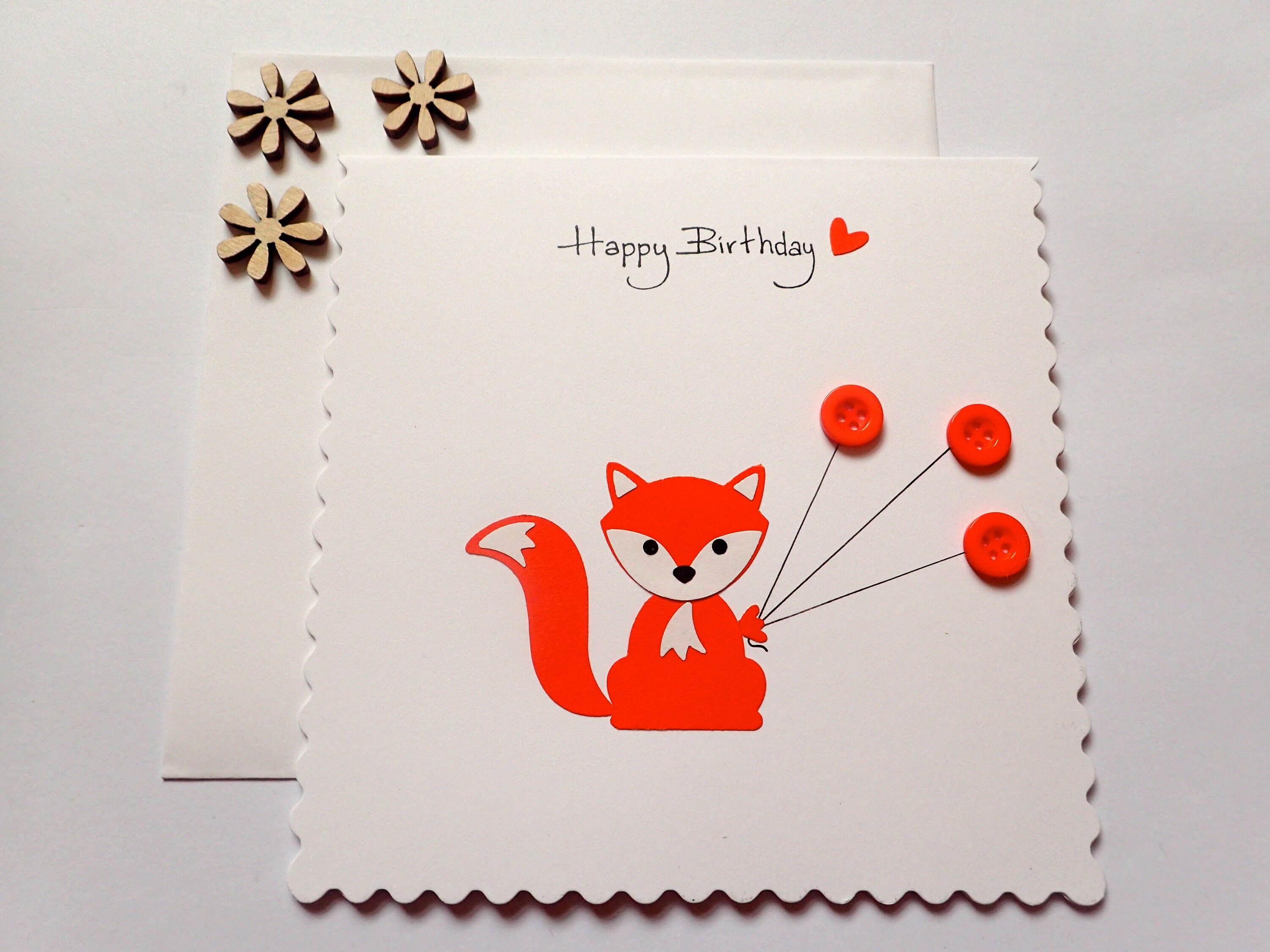 Handmade Fox Birthday Card Birthday Card or Her Birthday | Etsy