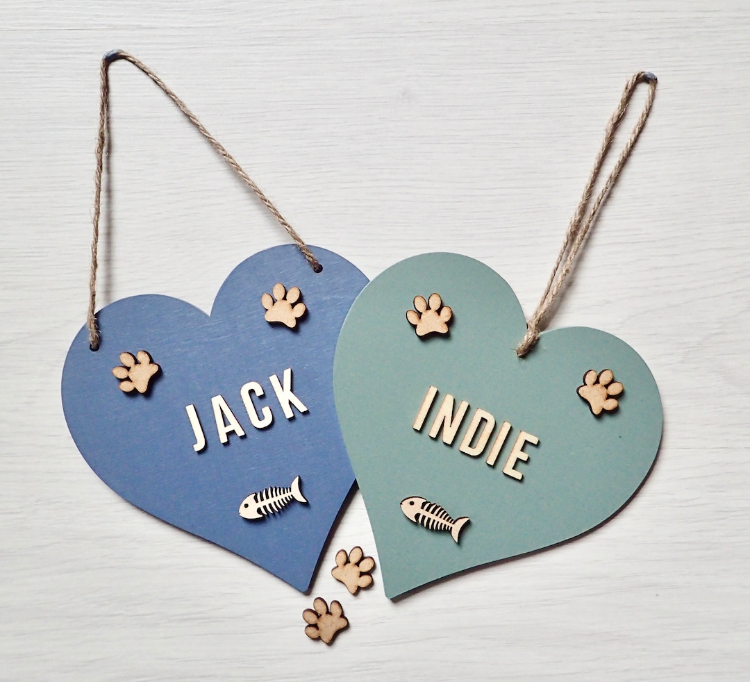 Personalised Cat Name Sign up Cycled Pink Heart Plaque With Kittens ...