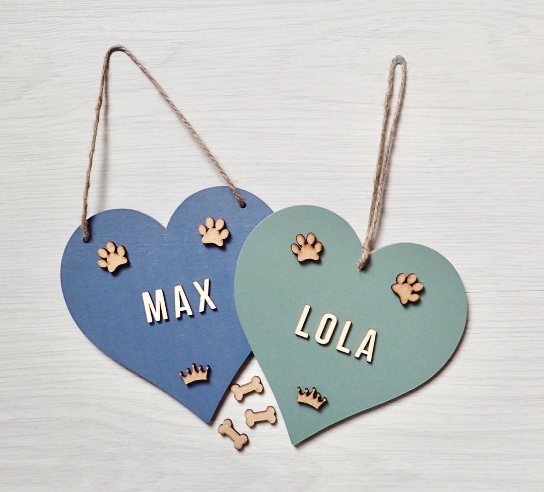 Personalised Blue Dog Name Sign, Custom Puppy Crate Name Plaque, Pink ...