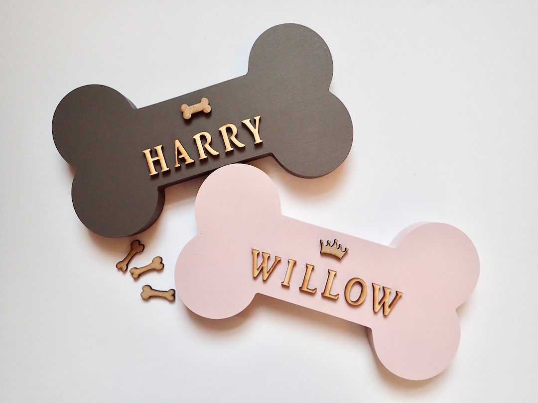 Dog Bone Name Sign, Personalised Dog House Sign, Custom New Puppy Crate ...