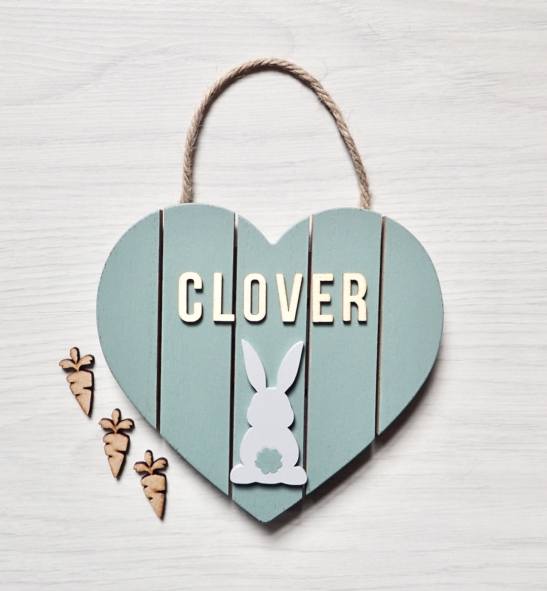 Personalised Rabbit Hutch Sign - Heart Shaped Bunny Name Plaque ...