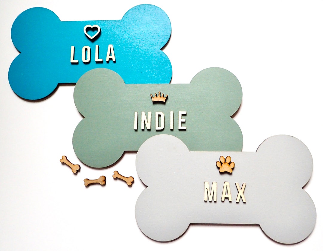 Personalised Dog Name Sign, Dog House Sign, Bone Shaped Pet Plaque With ...