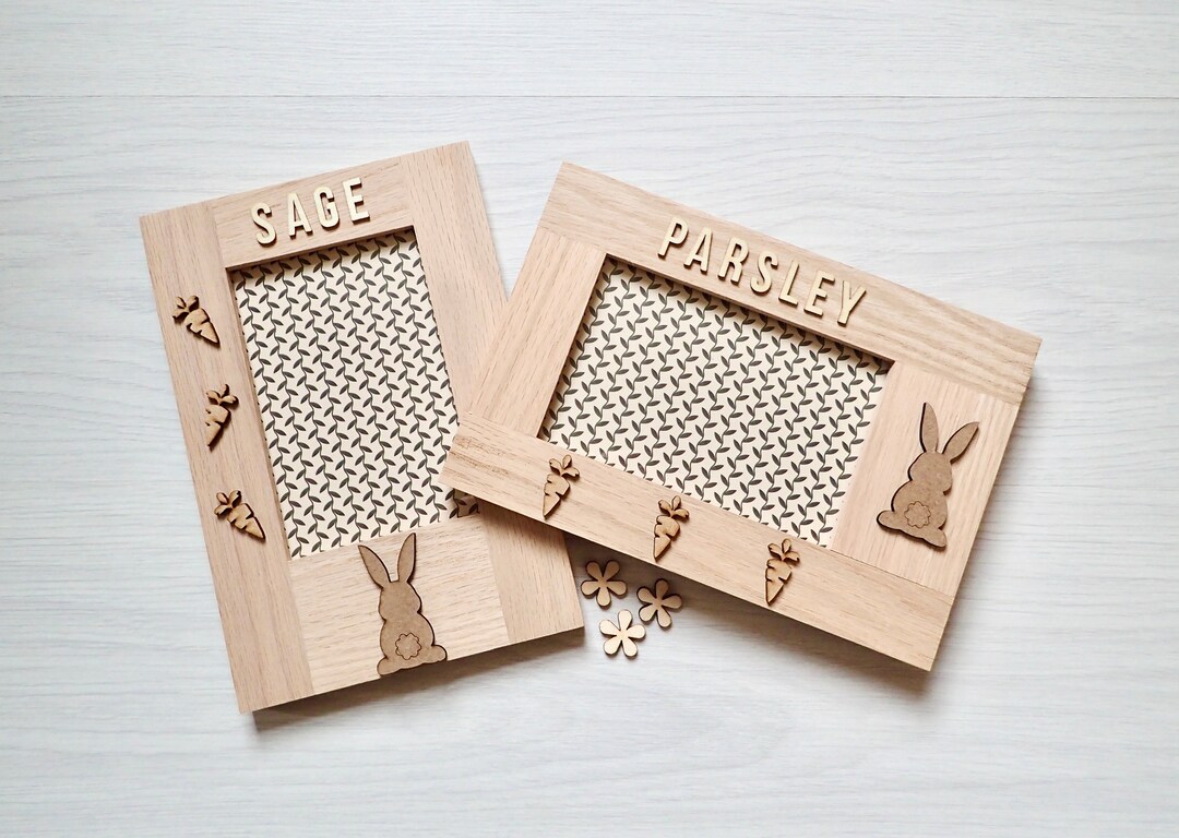 Personalised Rabbit Photo Frame Oak Frame With Pet Rabbits Name Custom ...