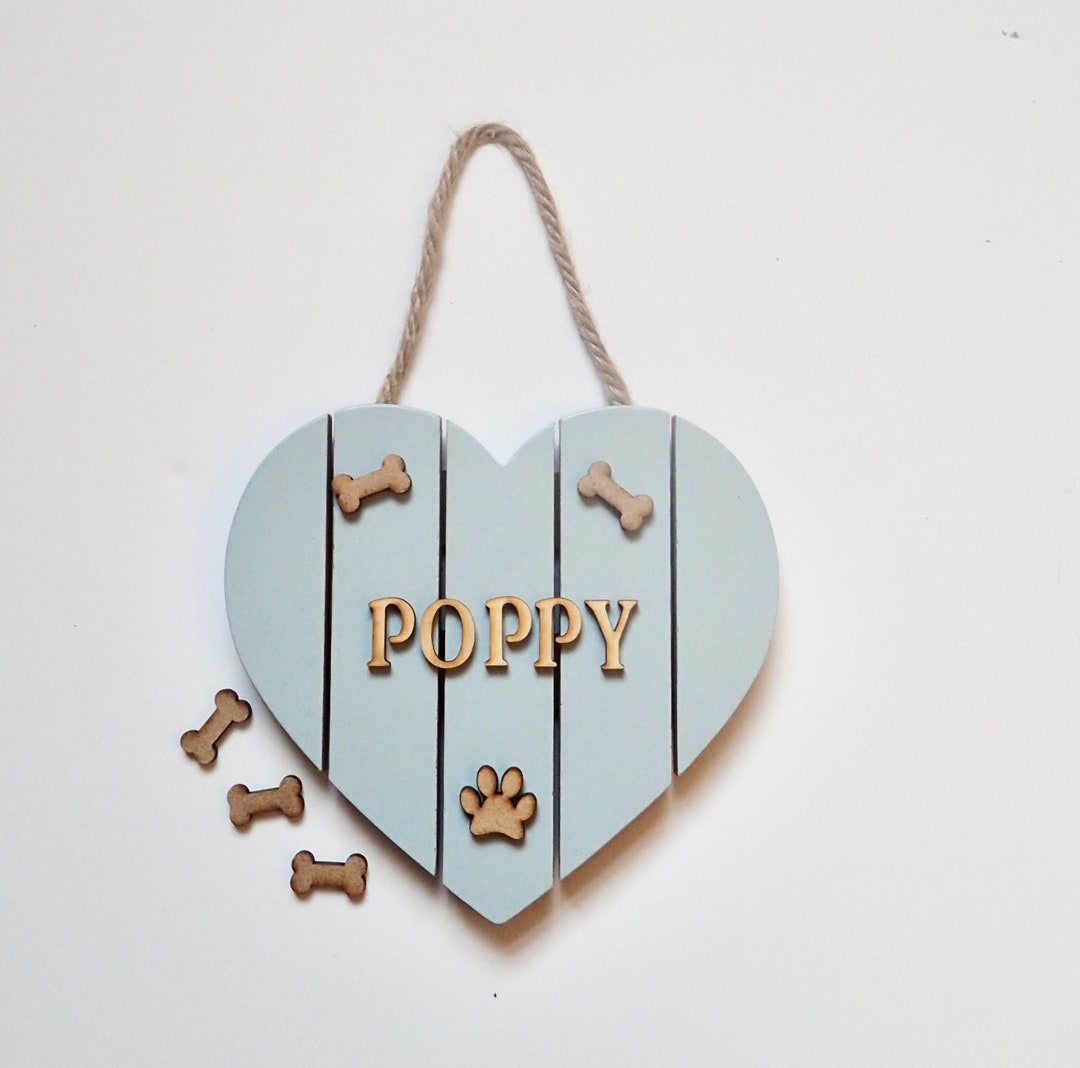 Personalised Dog Name Sign, Custom Dog House Heart With Name, New Puppy ...